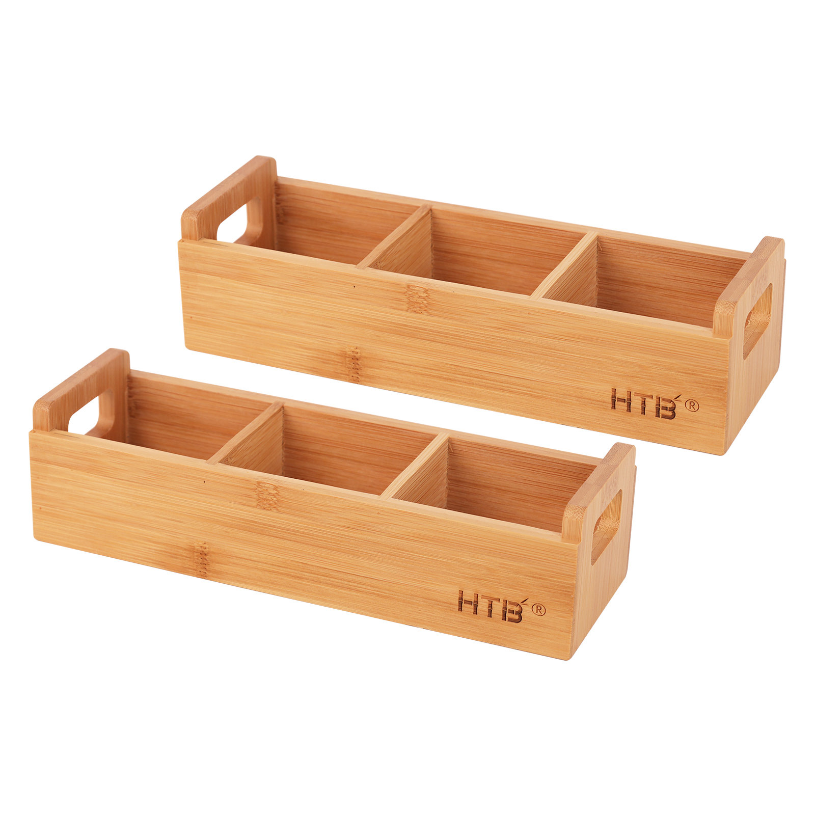 Htb Small Wooden Tea Bag Box 2pcs, 3 Compartments Acacia Wood Tea Bag ...