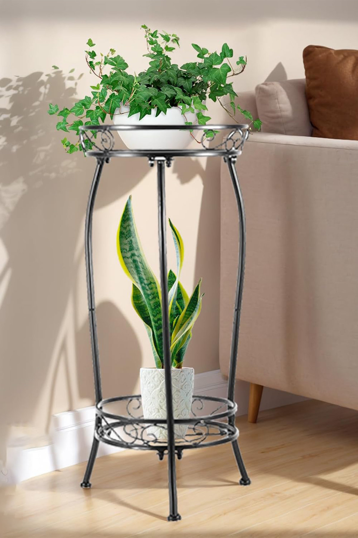 Lark Manor 2 Tier 27.1 Inch Black Metal Rust-Proof Plant Stand ...