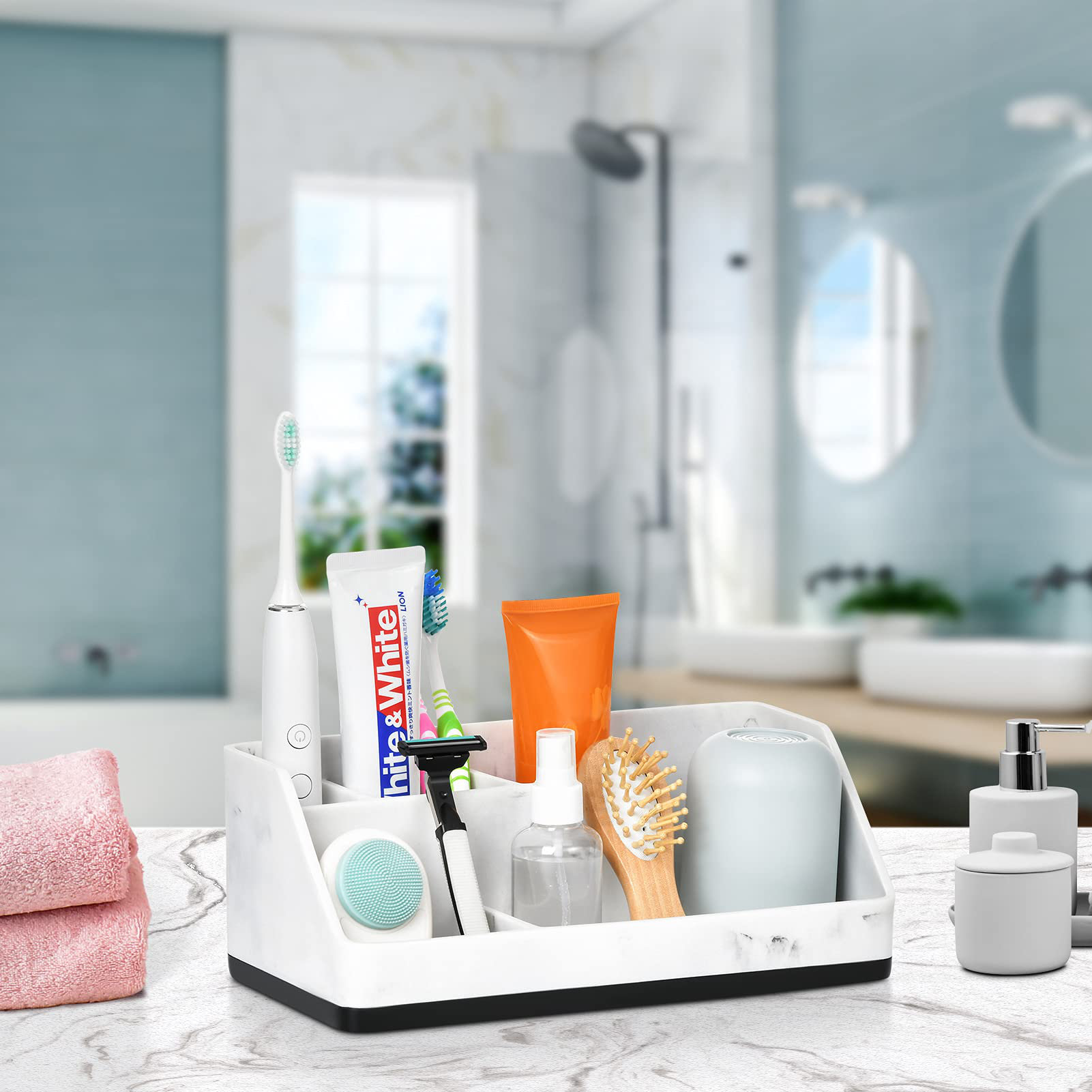 Latitude Run® Toothbrush Holder For Bathroom, Resin Bathroom Organizer ...