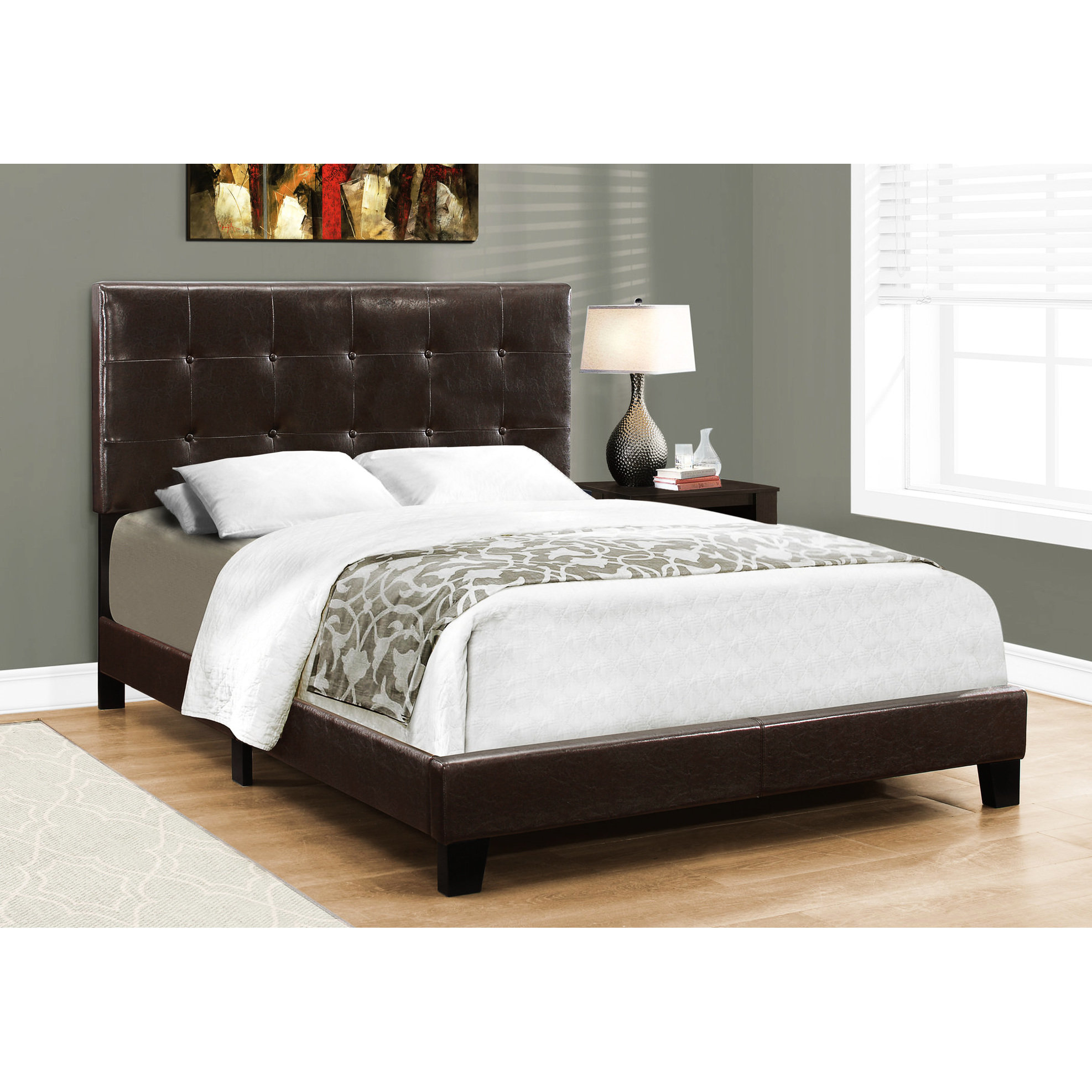 Latitude Run® Full Size Upholstered Bed In Modern Dark Brown For ...