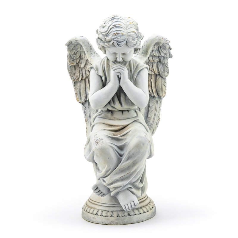 Trinx Sitting and Praying Child Angel Magnesium Garden Statue | Wayfair