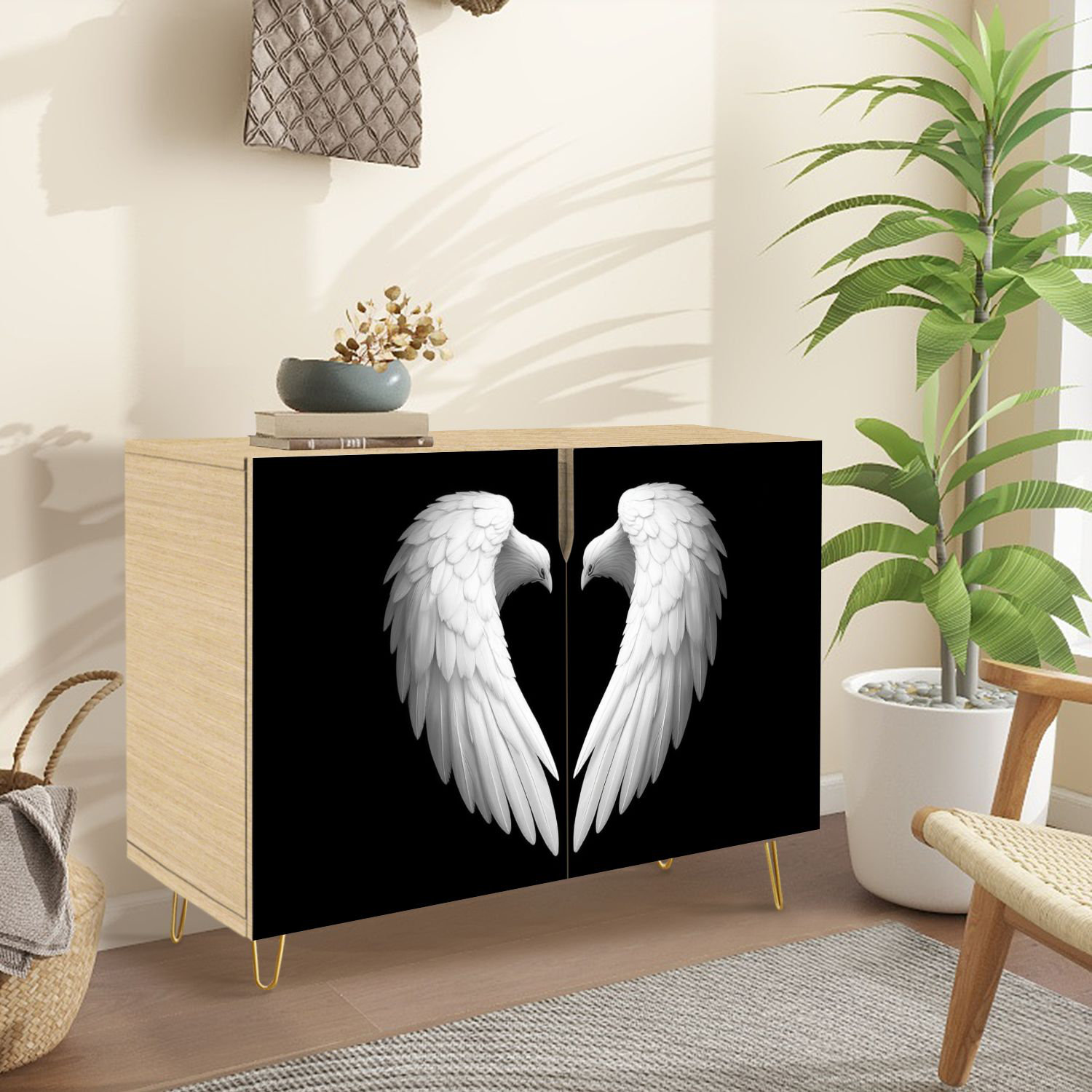 East Urban Home Sideboard Buffet Cabinet with Storage light angel wings ...