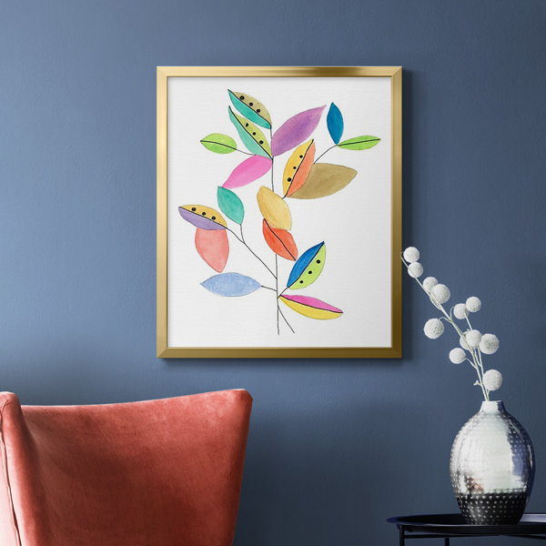 Winston Porter Color Pop Leaves II Premium Framed Canvas - Ready to ...