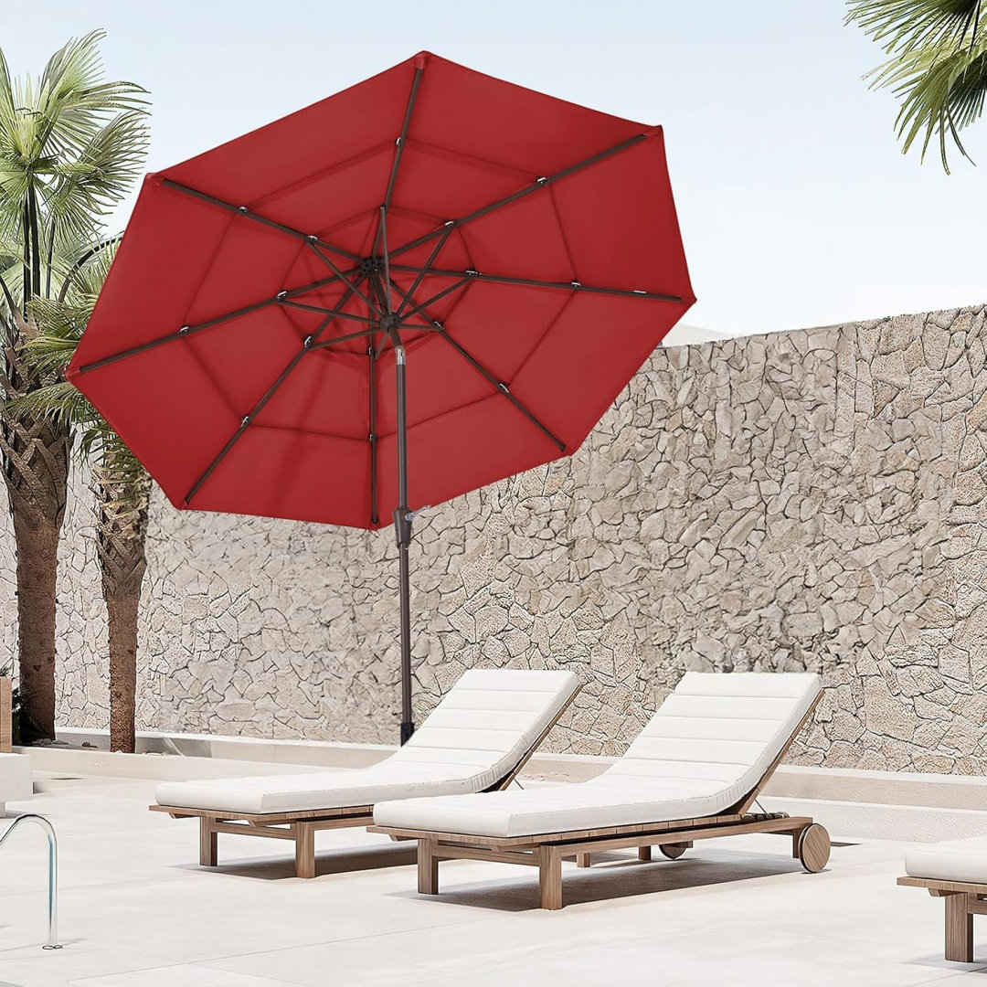 Arlmont & Co. 9FT 3 Tier Patio Umbrella Outdoor Market Umbrella Table ...