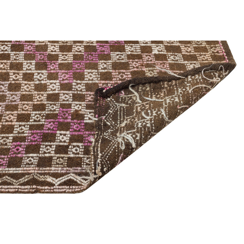 Lofy Brown Geometric Wool Handmade Area Rug | Wayfair