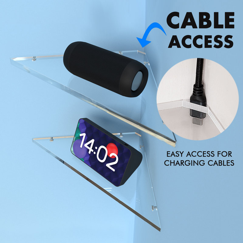 Ebern Designs Colombard 2 Piece Triangle Acrylic Floating Shelf | Wayfair