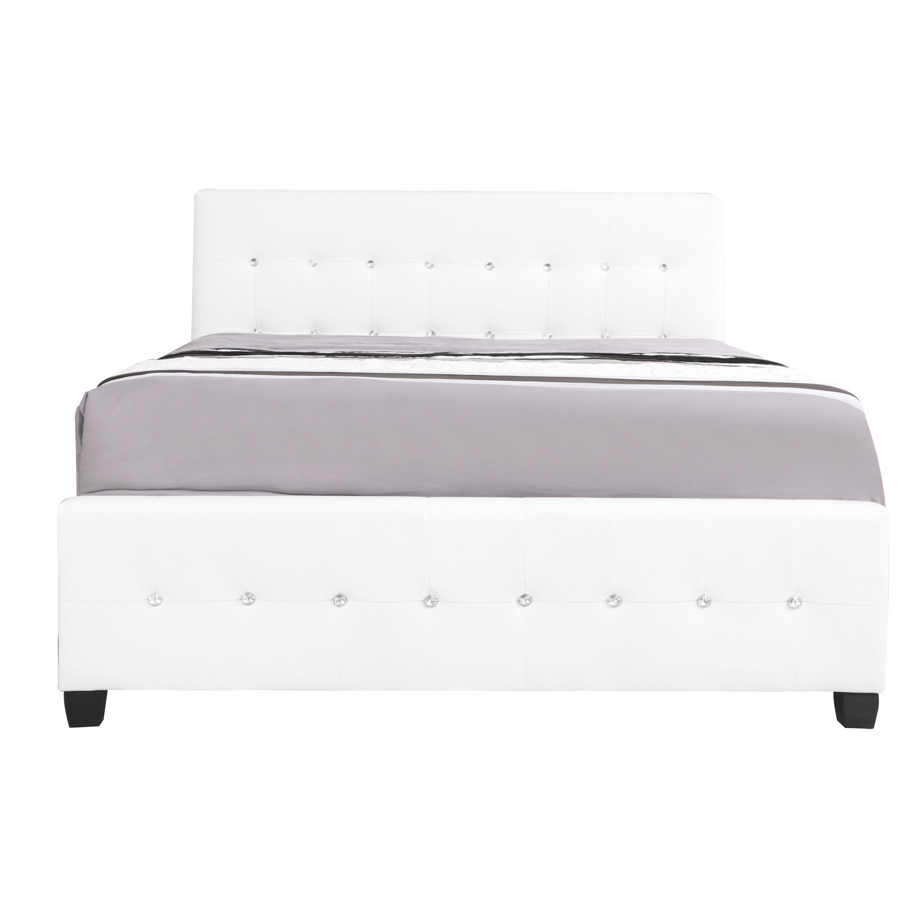 Mercer41 White Elegant Transitional Queen Bed - & Resilient Build 43"h ...