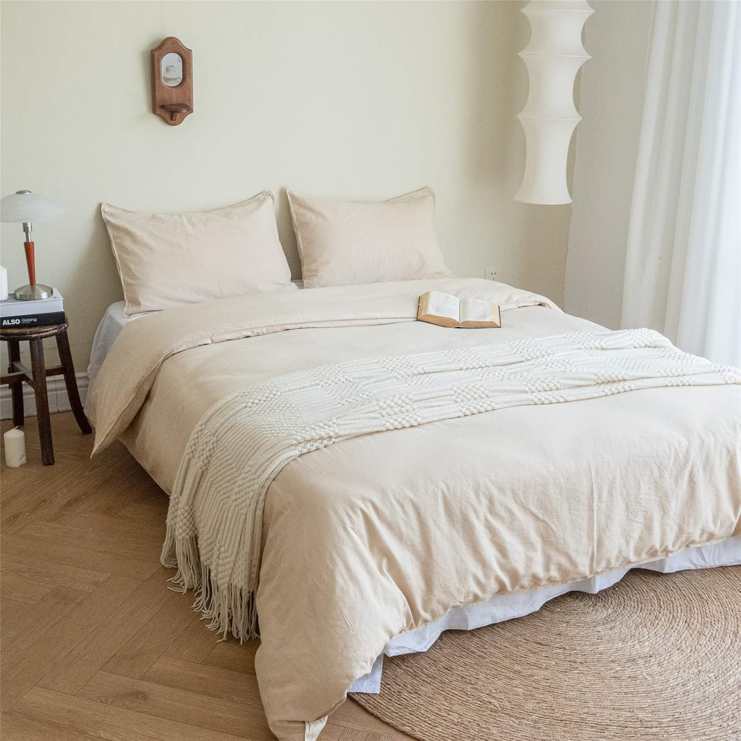 Simple&Opulence French Linen Duvet Cover Set 3Pcs With Hidden Zipper ...