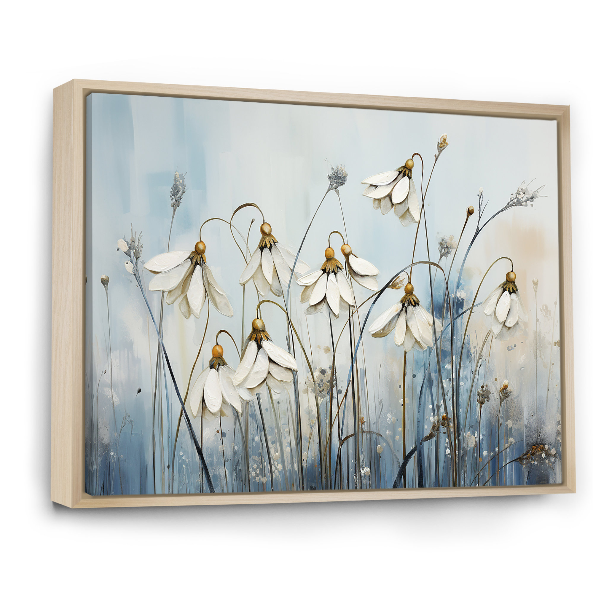 Winston Porter Minimalism Blue And White Snowdrops Harmony I - Snow ...