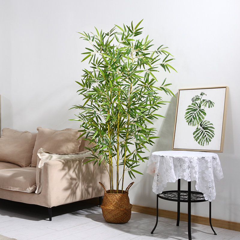 Primrue Adcock Artificial Bamboo Plants in Basket, Faux Plant for Home ...