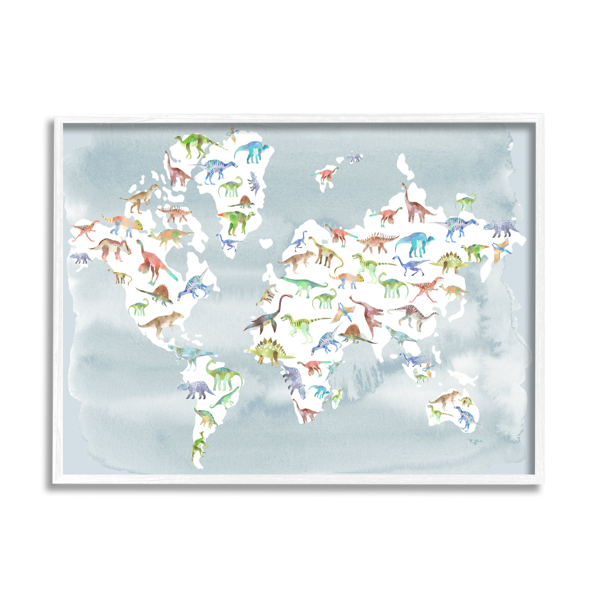 Viv + Rae Milla Watercolor World Map with Dinosaur Reptile Pattern by ...