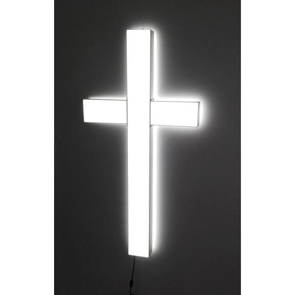 Ivy Bronx Premium Metal & Acrylic Cross LED Lighted Cross, Christian ...
