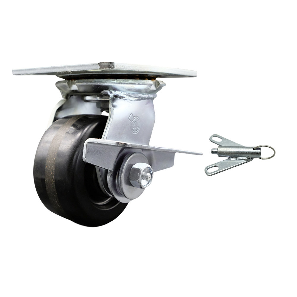 Service Caster 4 Inch Phenolic Caster with Roller Bearing and Brake ...