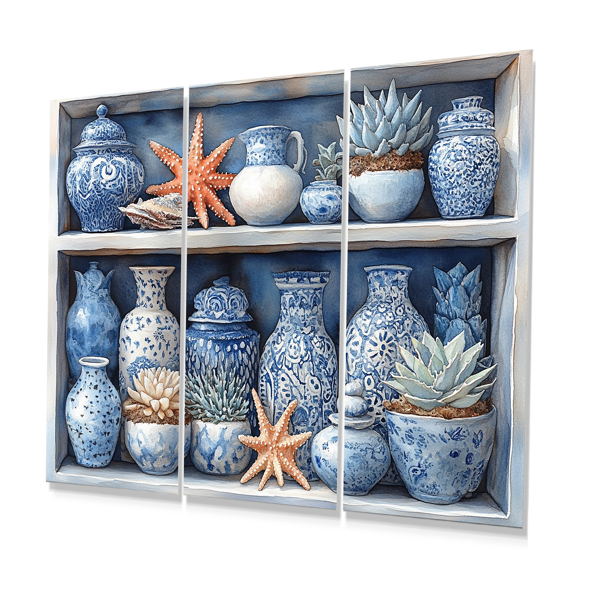 Rosecliff Heights Beach Pottery In Blue And White Tones XIII - Beach ...