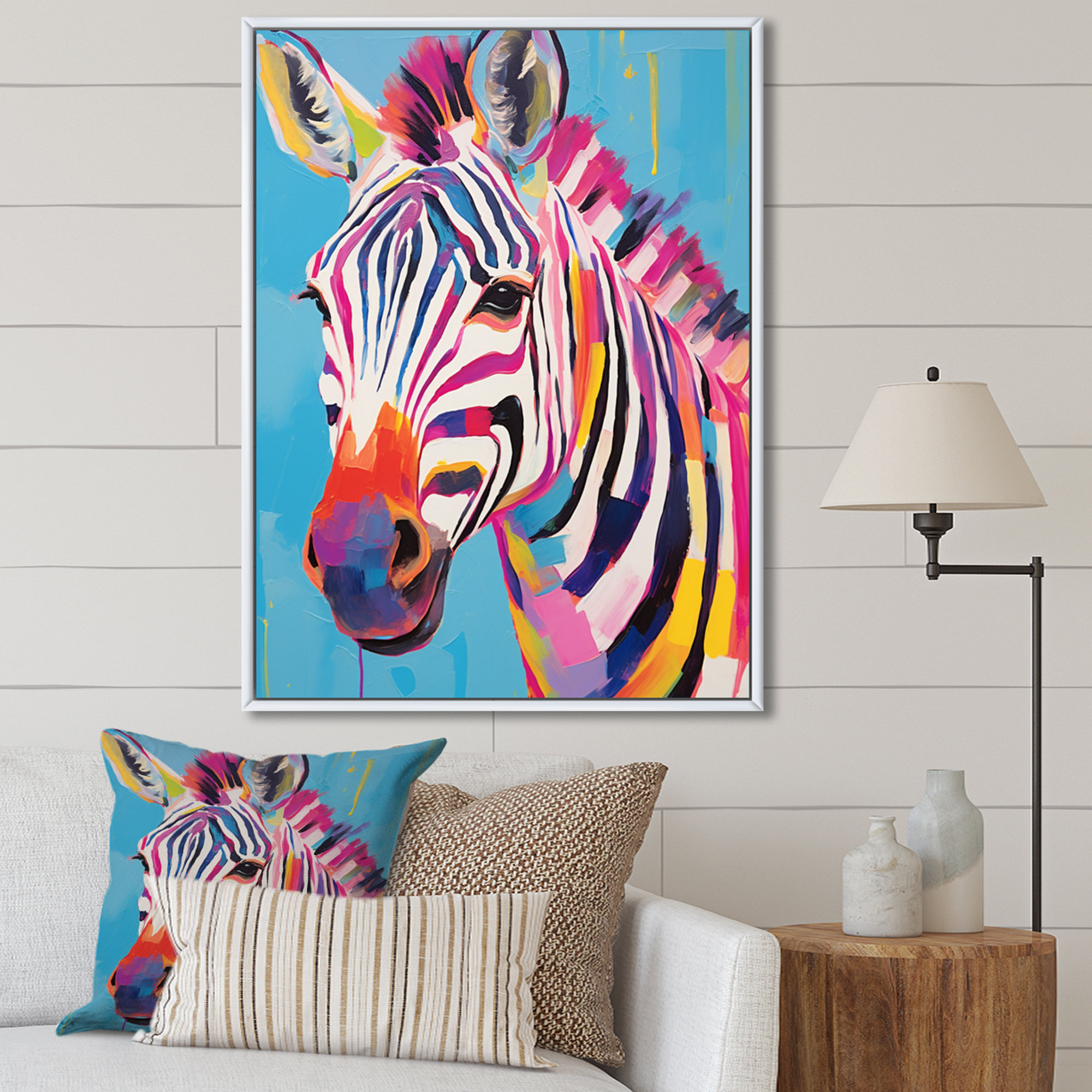 Design Art Colourful Zebra Expressionistic Stripes II - Wayfair Canada