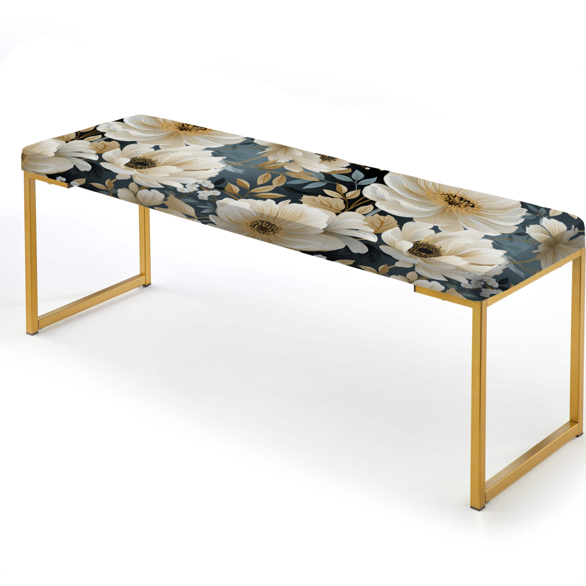 Design Art White Begonia Botanicals Collage - Floral Upholstered Gold ...