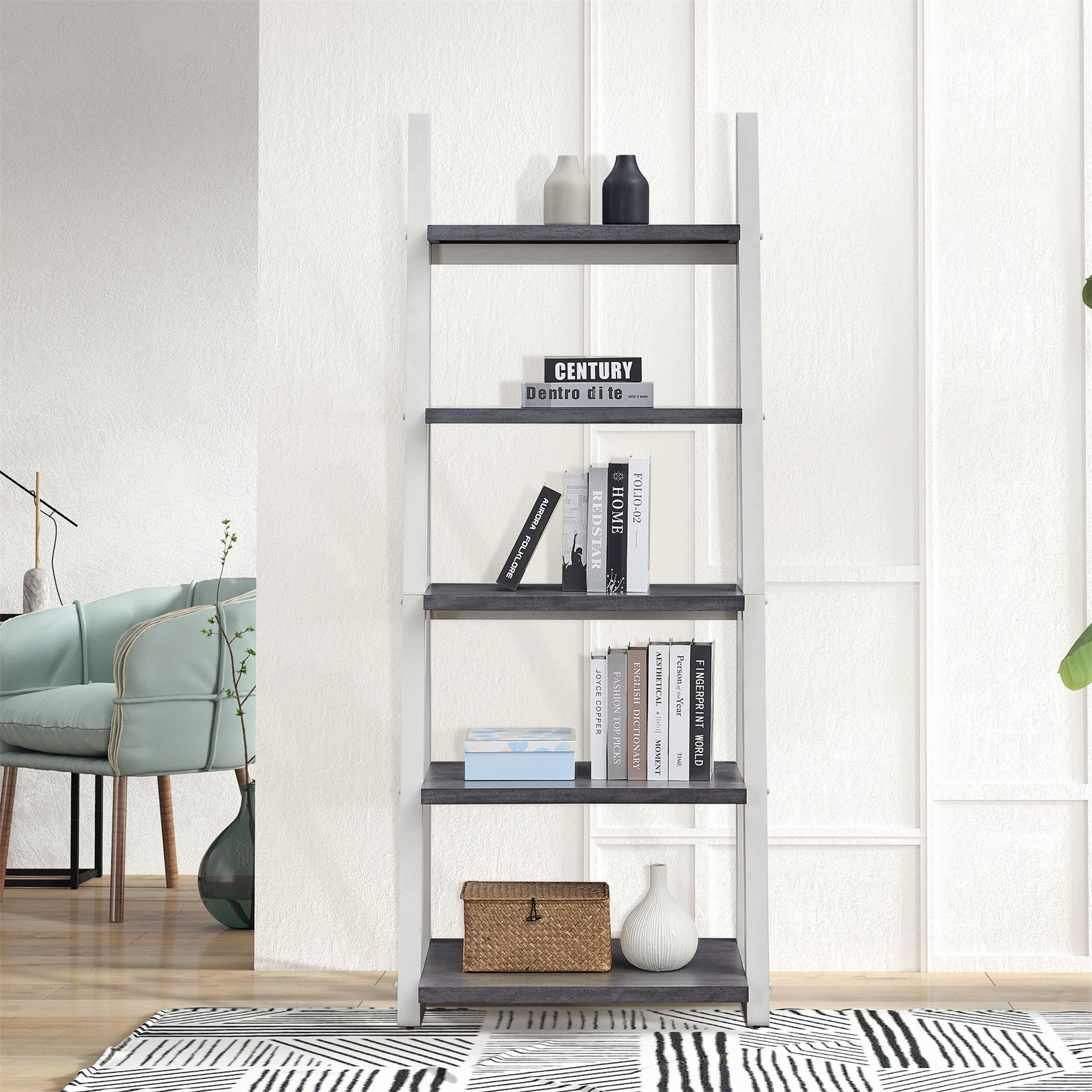17 Stories Stylish 5-Tier Wooden Shelves For Versatile Storage In Home ...