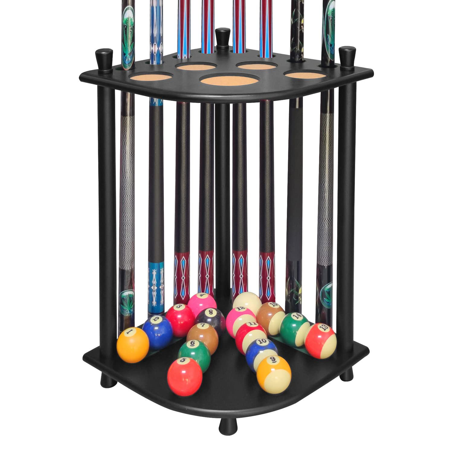 ACTIVE DOOR & WINDOW Pool Cue Holder Solid Wood Pool Cue Holder Holds 8 ...