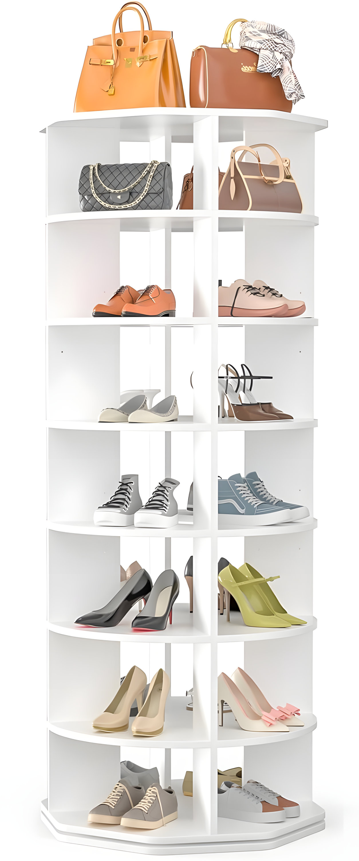 Hokku Designs 7-Tier Rotating Shoe Rack Organizer With 2 Adjustable ...