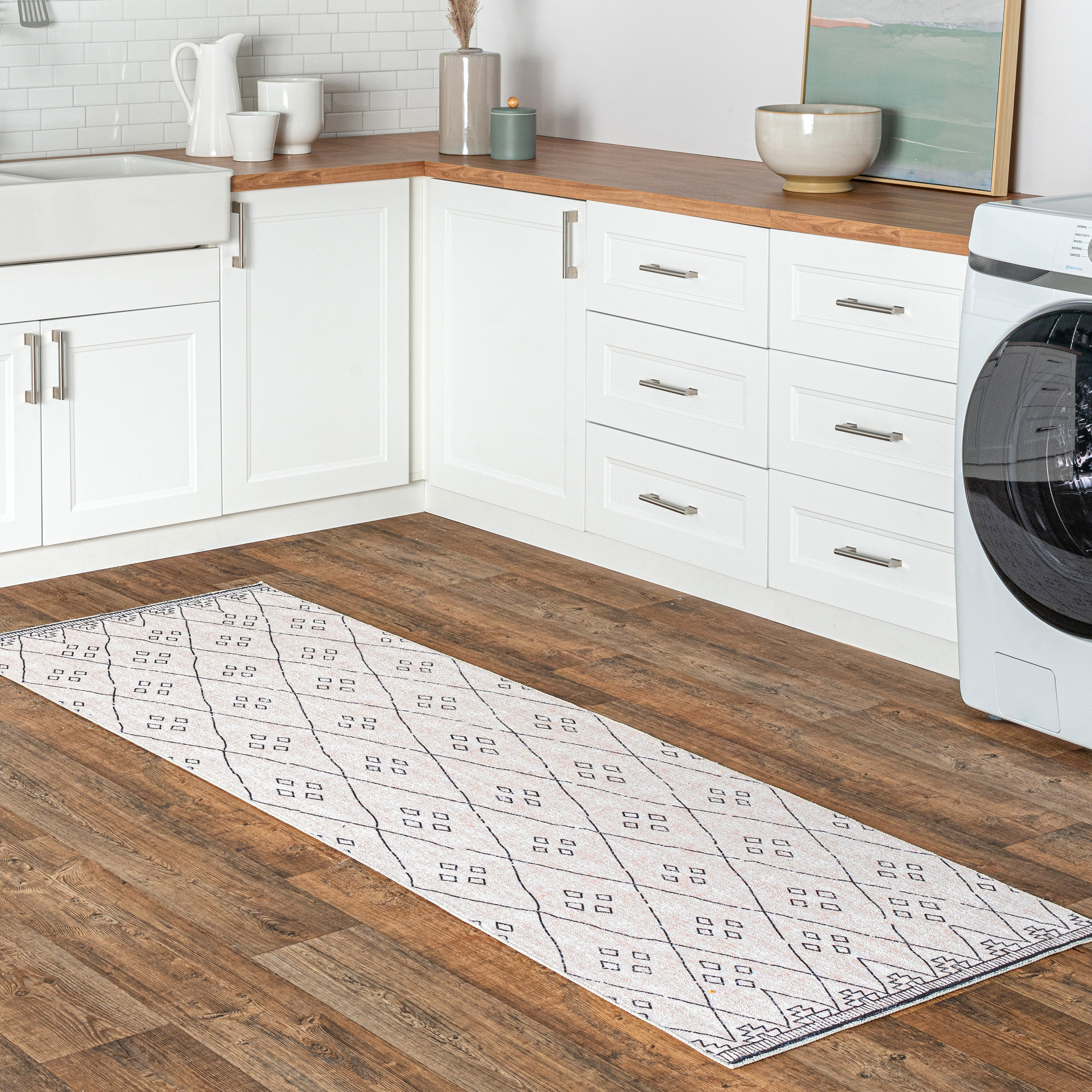 Union Rustic Sydney SpinClean Machine Washable Diamond Trellis Area Rug ...
