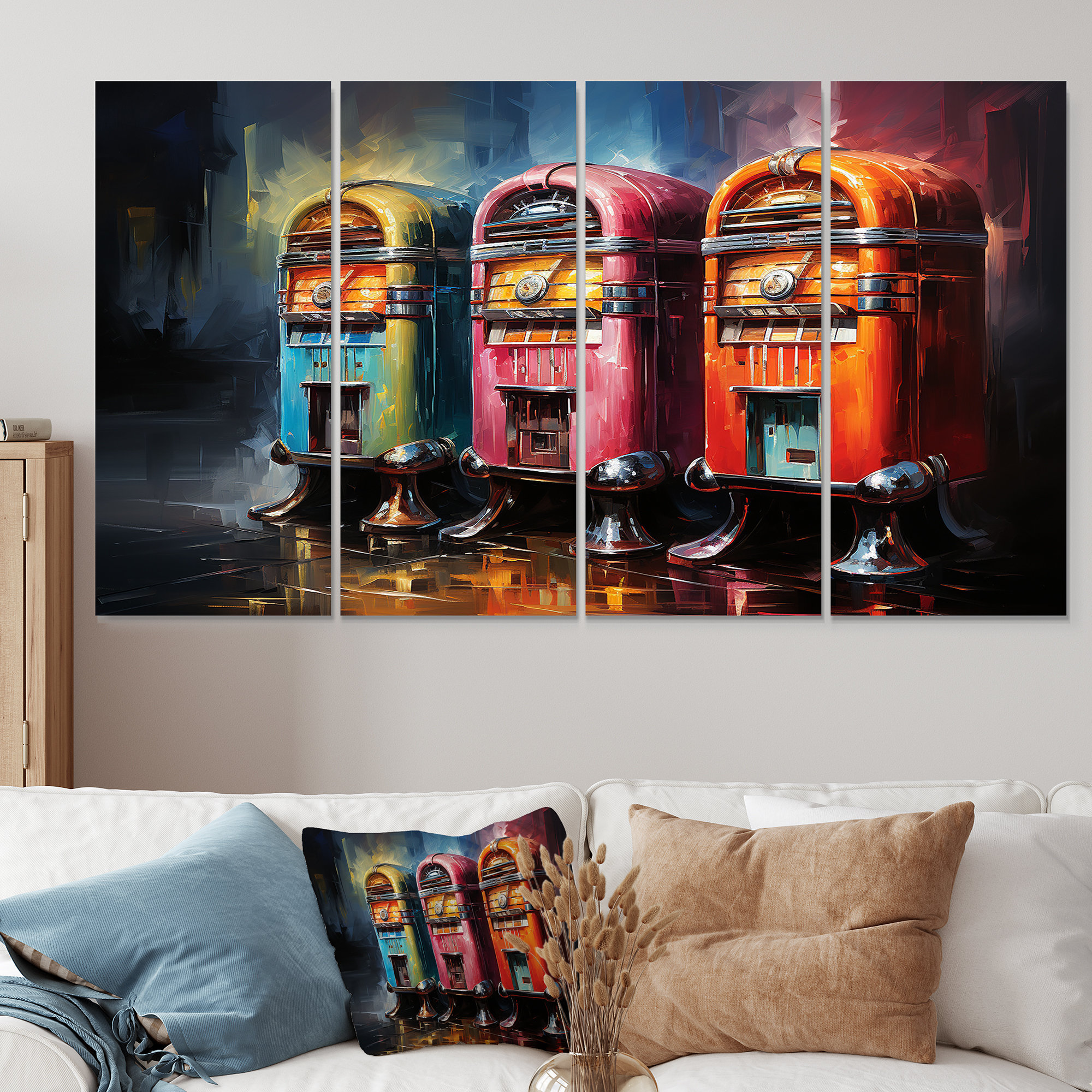 Winston Porter Coloful Modern Jukebox Jams II - Jukeboxes 4 Piece Wall ...