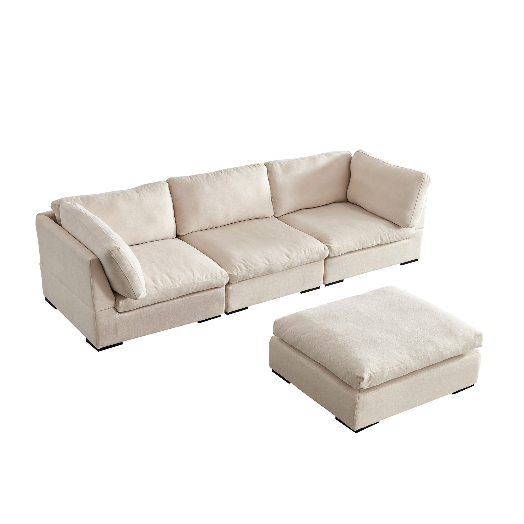Latitude Run® L Shape Modular Soft Fabric Sofa Filled With Down (Beige ...