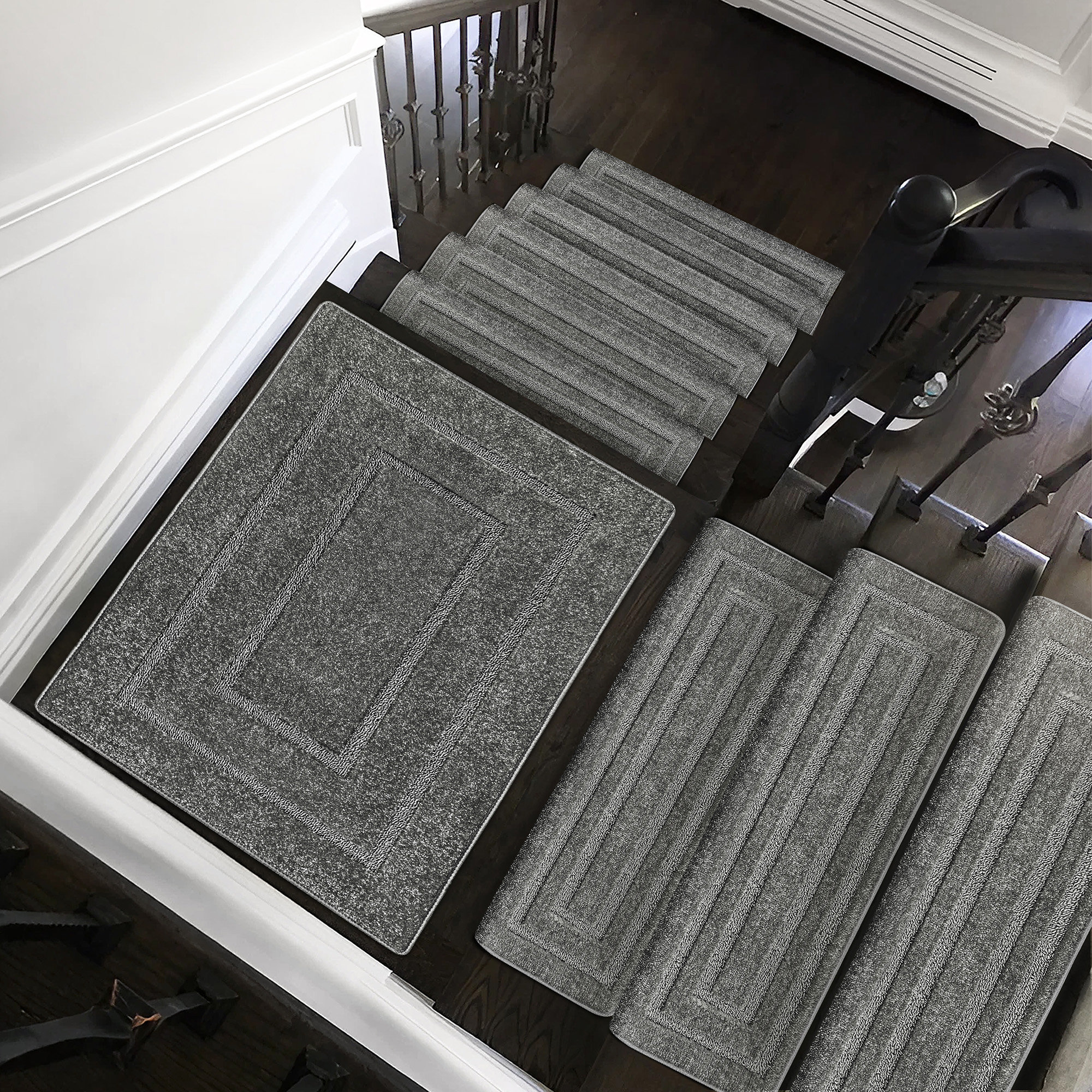 Latitude Run® Geometric Bullnosed Non Slip Stair Treads Set With ...