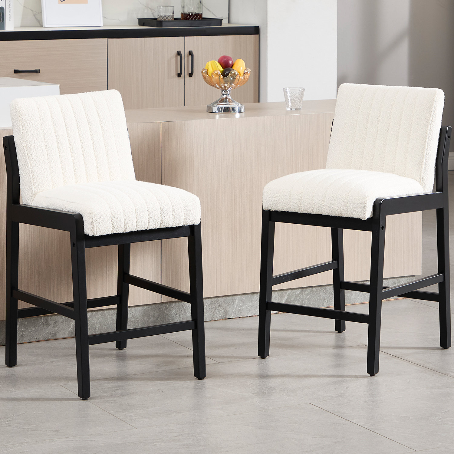 Hokku Designs Modern Upholstered Counter Stool With Backrest And ...