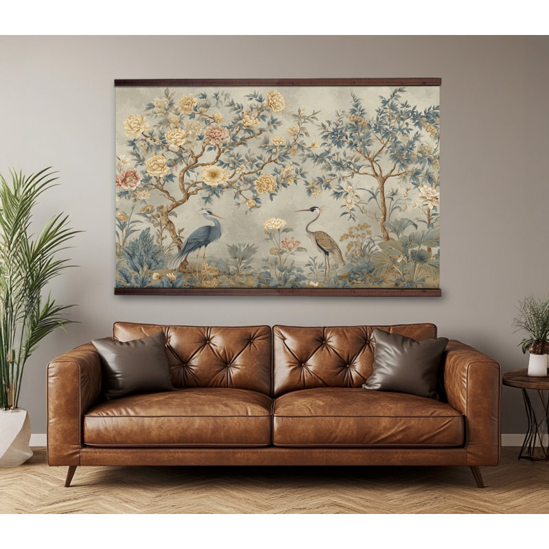ART TERRITORY Extra Large Wall Art, Crane Canvas Tapestry Wooden ...