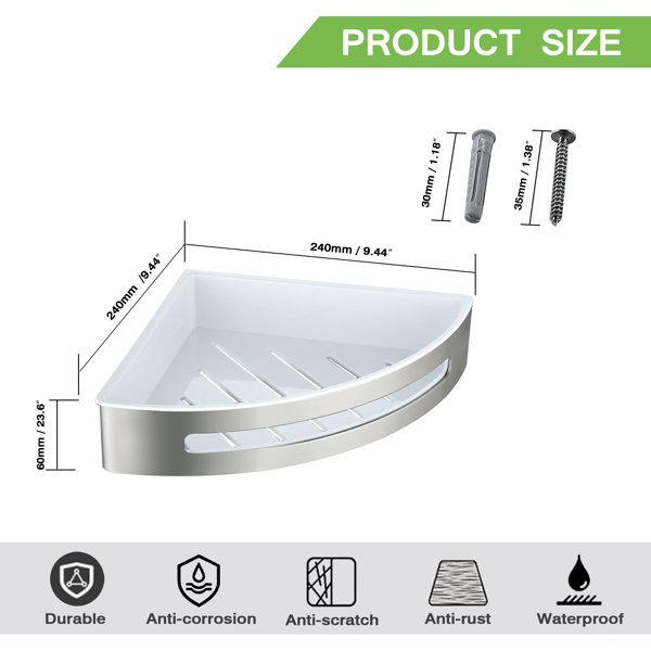 Ebern Designs Stainless Steel Wall Mounted Corner Shower Caddy in ...