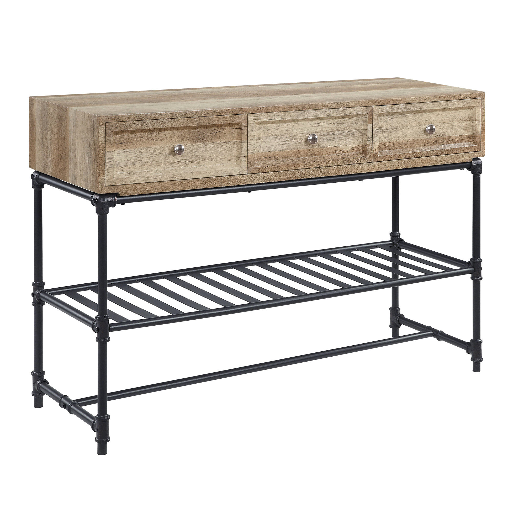 Latitude Run® Stylish Table With Oak Finish And Robust Metal Support ...