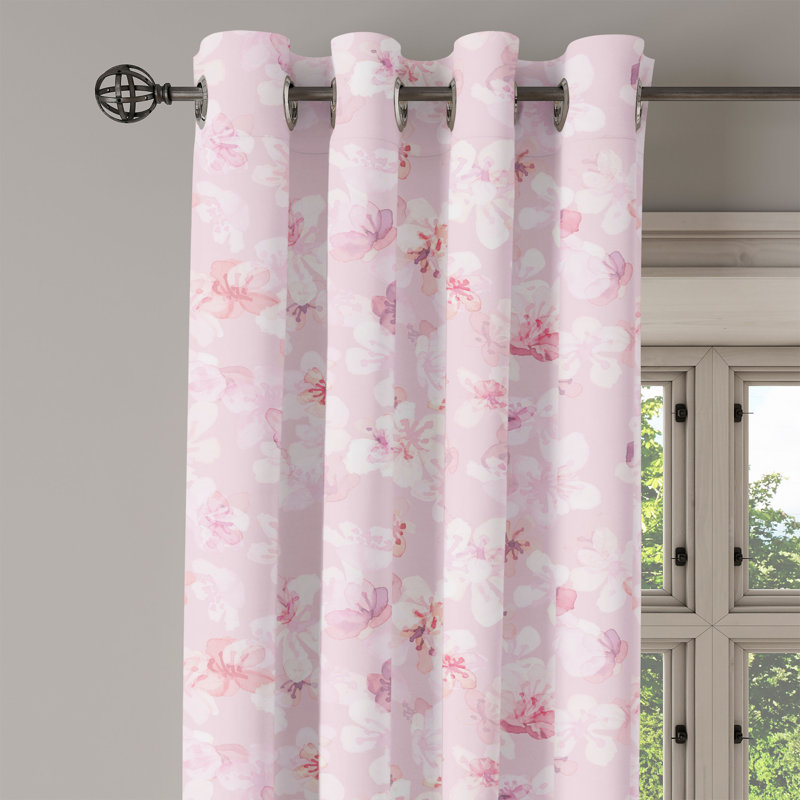 Astoria Grand Sakura Grommet Curtain Traditional Cherry Blossom Pale ...