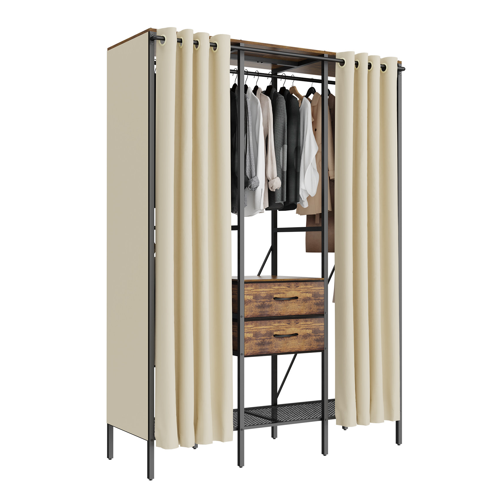 Rebrilliant Natalye 58.9" W Portable Wardrobe | Wayfair