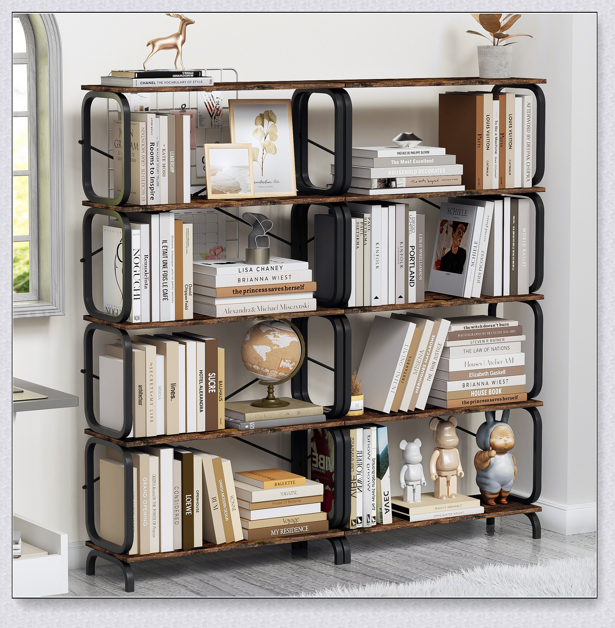 Latitude Run® 5 Tier Large Book Shelf, Bookcase Home Office Open ...
