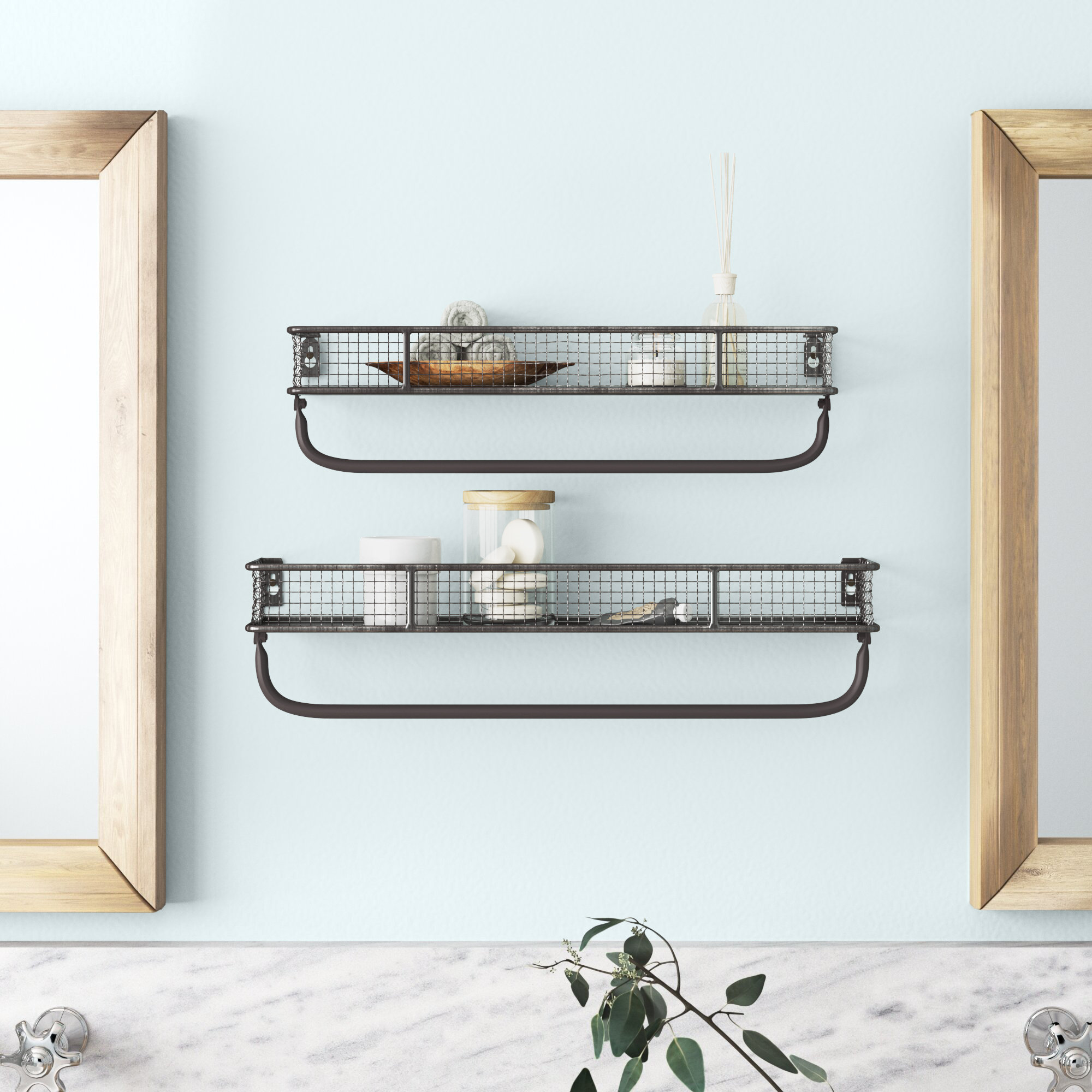 Three Posts Jefferey Metal 2 Piece Floating Shelf Set & Reviews | Wayfair