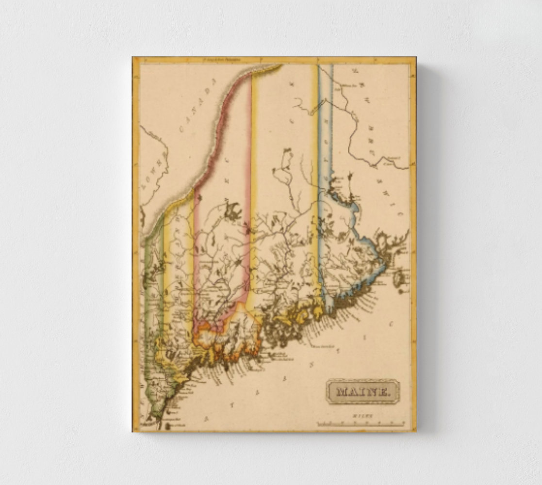 WeFrameArt Maine 1817 By Vintage Maps, Antique United States Poster, US ...