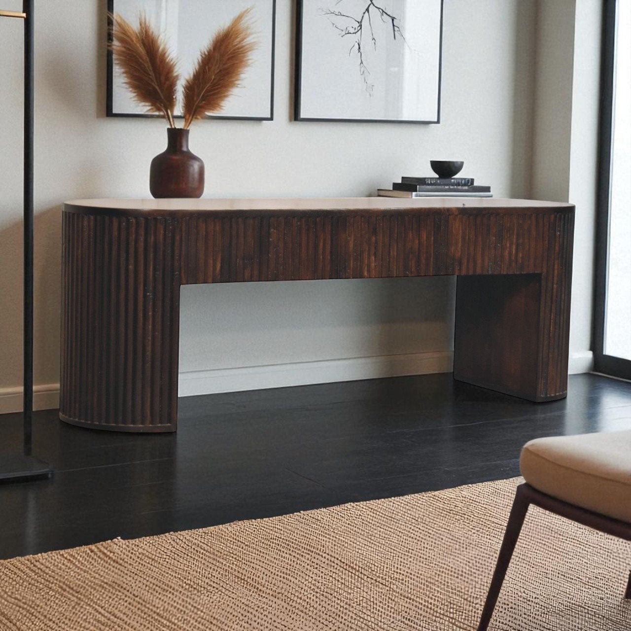 Union Rustic Velvet Mocha Fluted Bench | Wayfair.co.uk