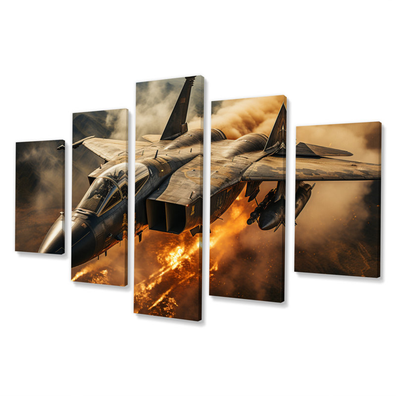 Williston Forge Military Jet II - Army Wall Decor - 5 Panels | Wayfair
