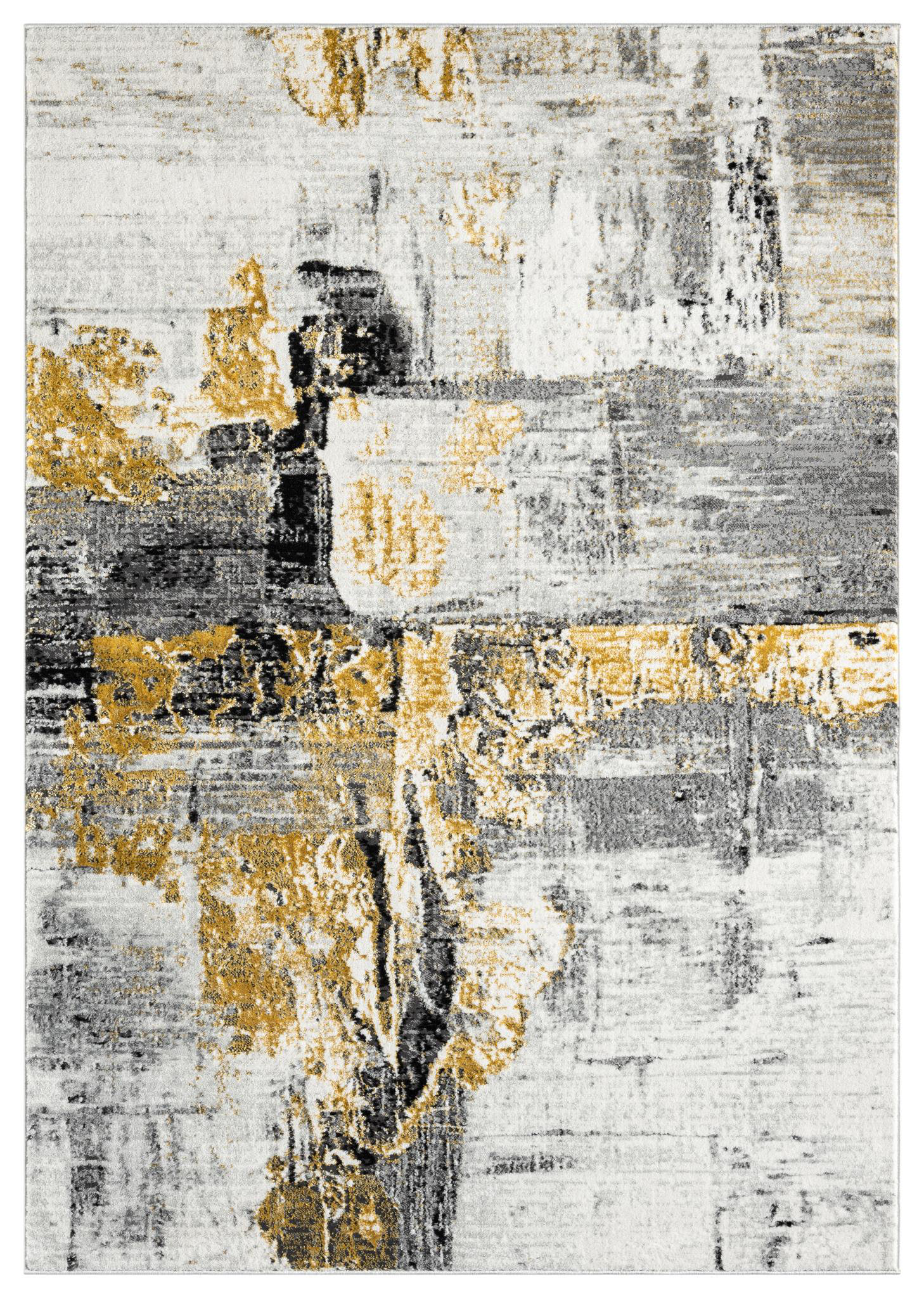 17 Stories Nason Collection Abstract White/Gold Area Rug, | Wayfair