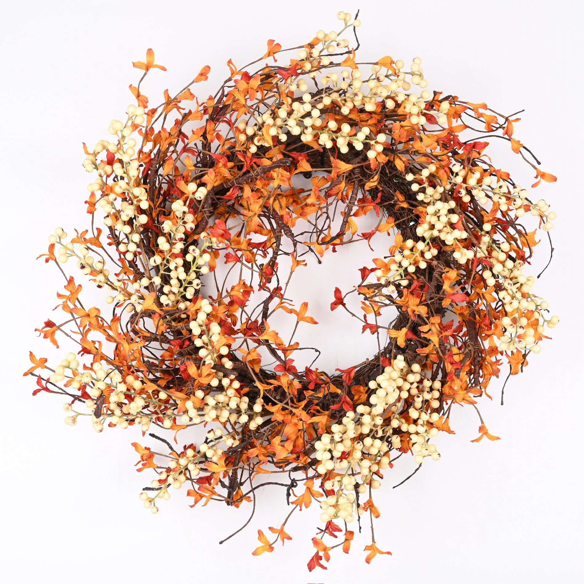 The Holiday Aisle® 24" Faux Fall Autumn Berry Front Door Wreath ...