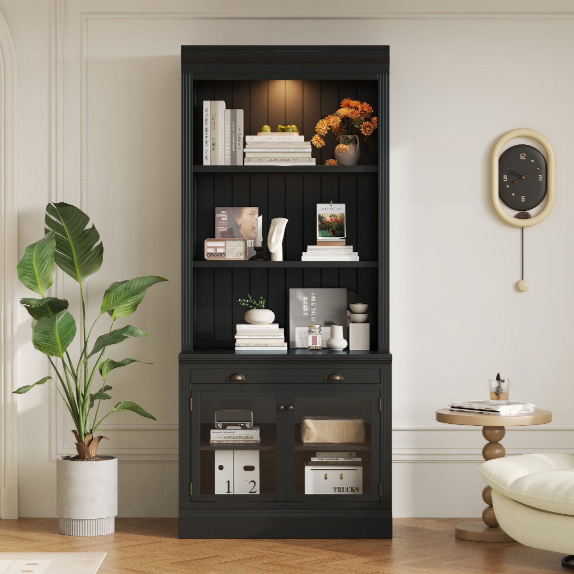 Red Barrel Studio® 83.4"Tall Bookshelf With LED Lighting, Modern ...