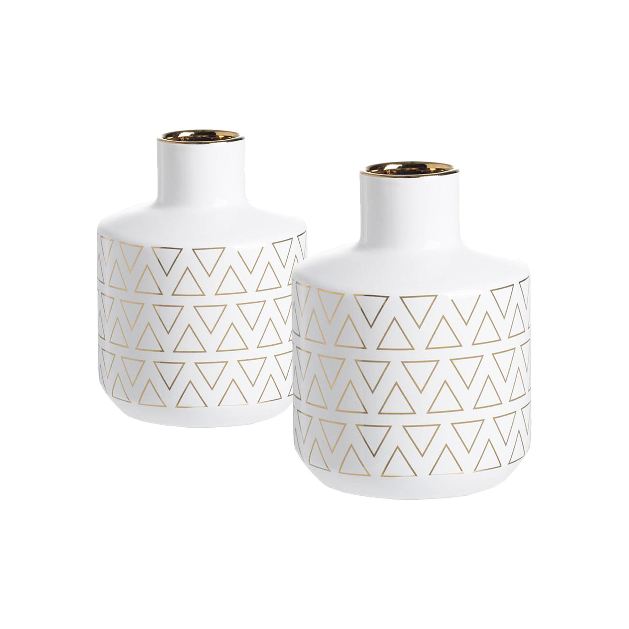 Wrought Studio™ Round White/Gold Vase - Set of 2 - 6"Dia. x 8" - White ...