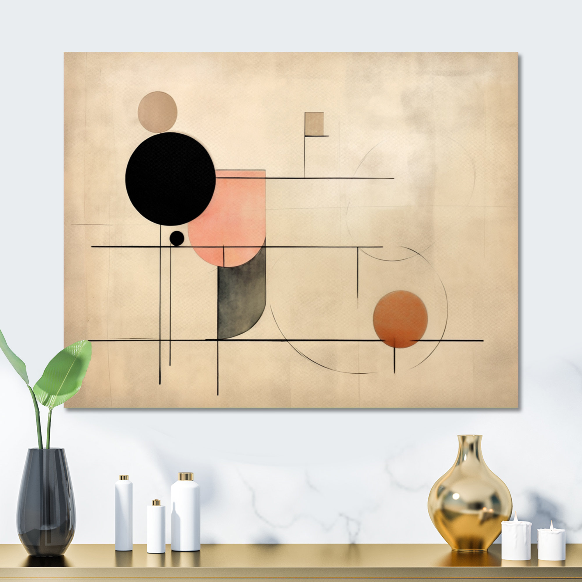 Wrought Studio™ Beige Geometry In Motion IX - Abstract Shapes Print on ...