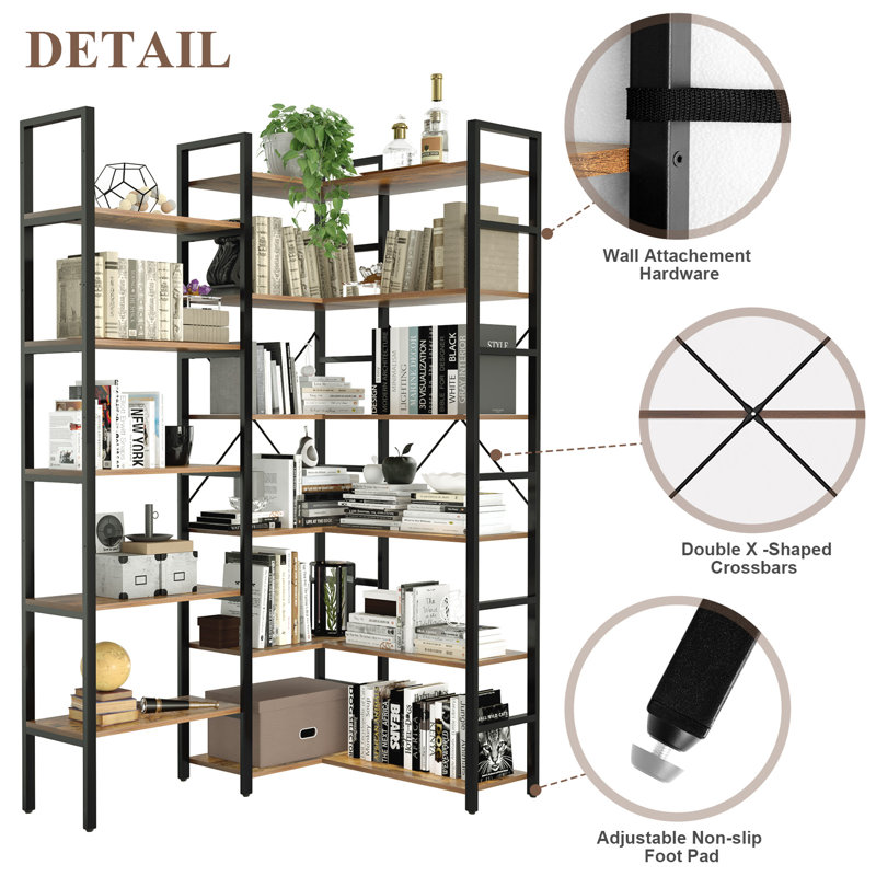17 Stories Johnclif Steel Etagere Library Bookcase & Reviews | Wayfair