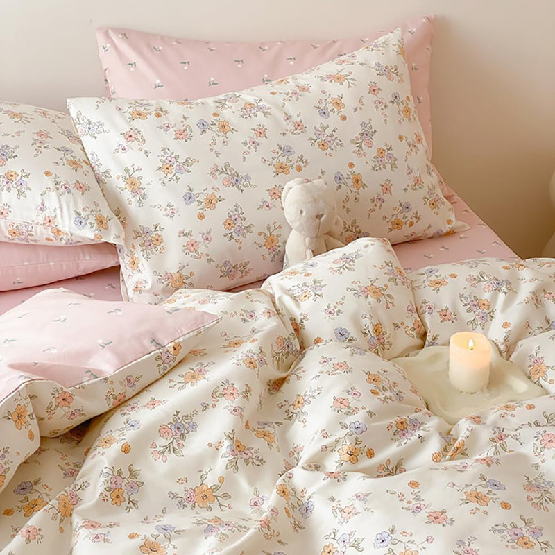 Nayoroom Bedding Pink Flower Flower Botanical Pattern Reversible ...