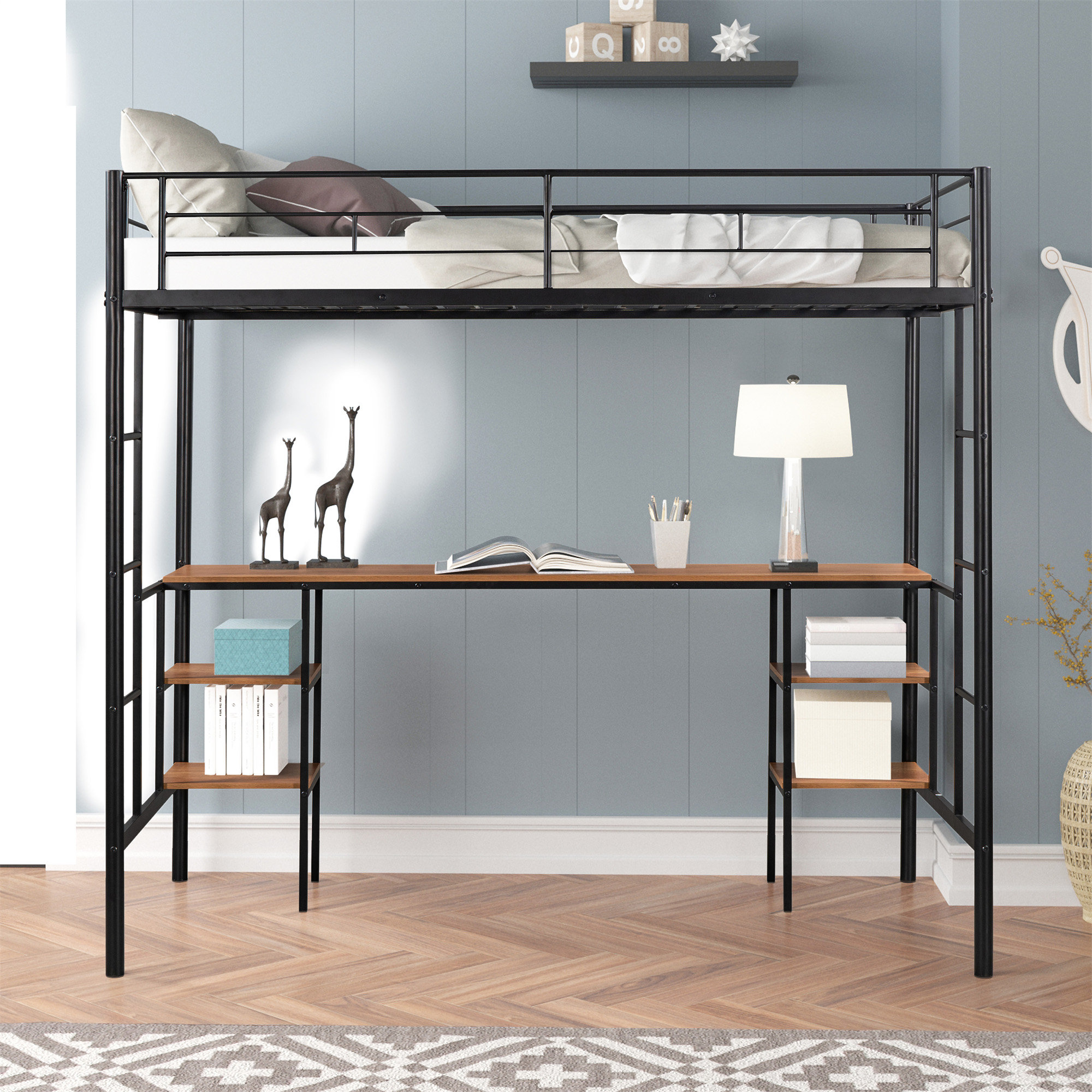 Red Barrel Studio Loft Bed With Table Shelves - Wayfair Canada