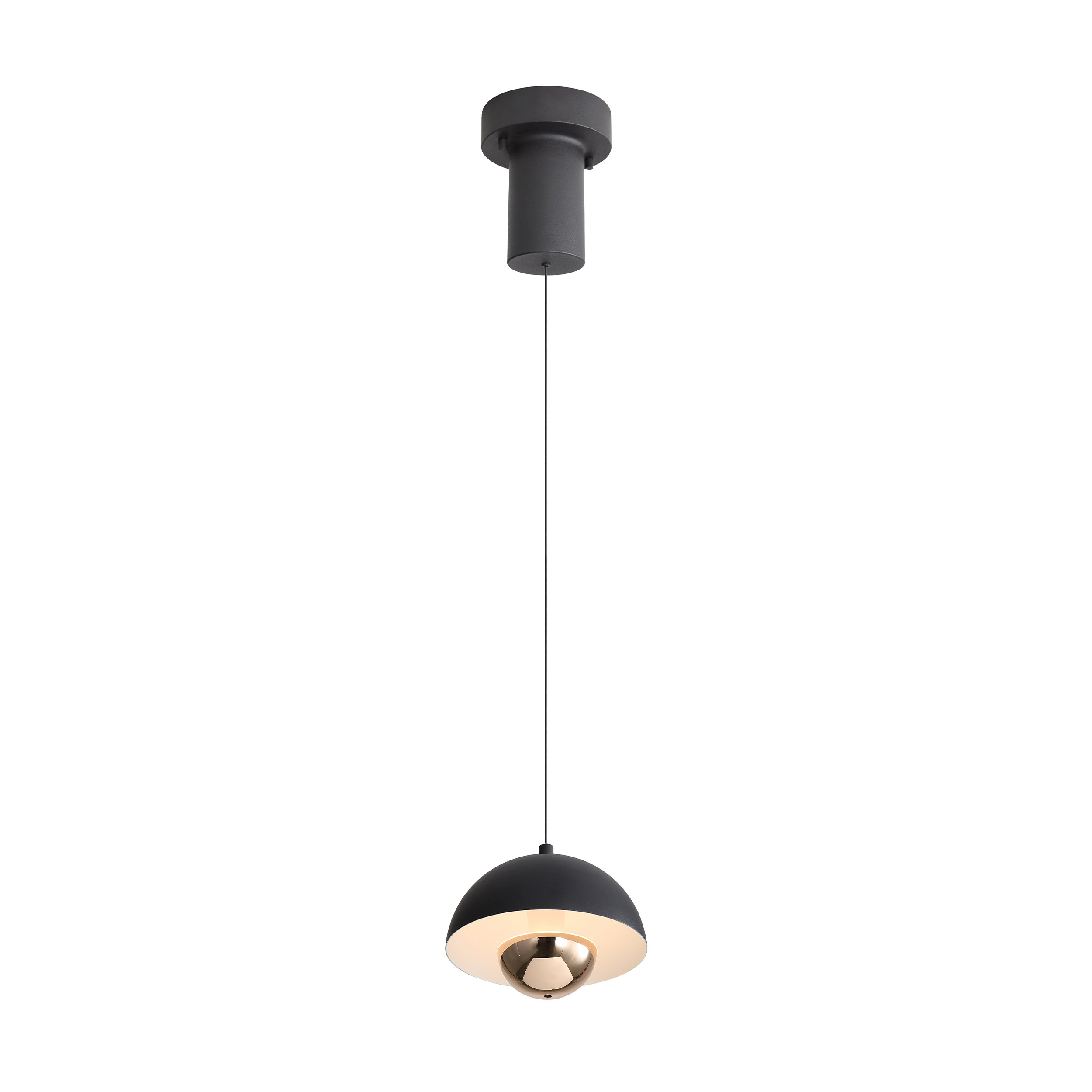 Golden Lighting Vintra LED 1-Light Pendant in Sand Black with Copper ...