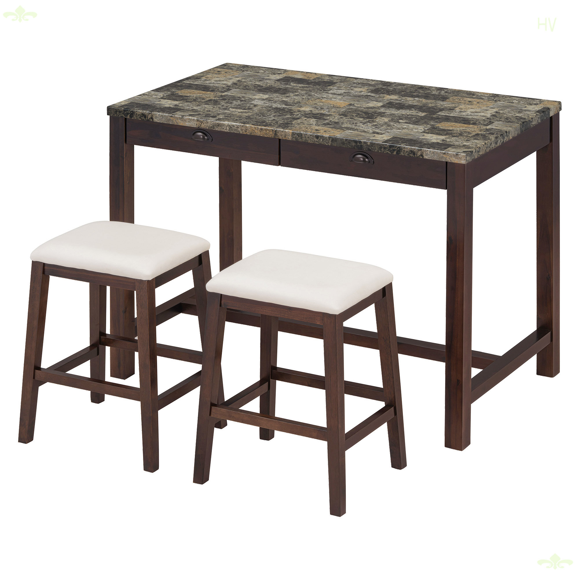 Latitude Run® 3-Piece Dining Table Set For 2, Counter Height Modern ...