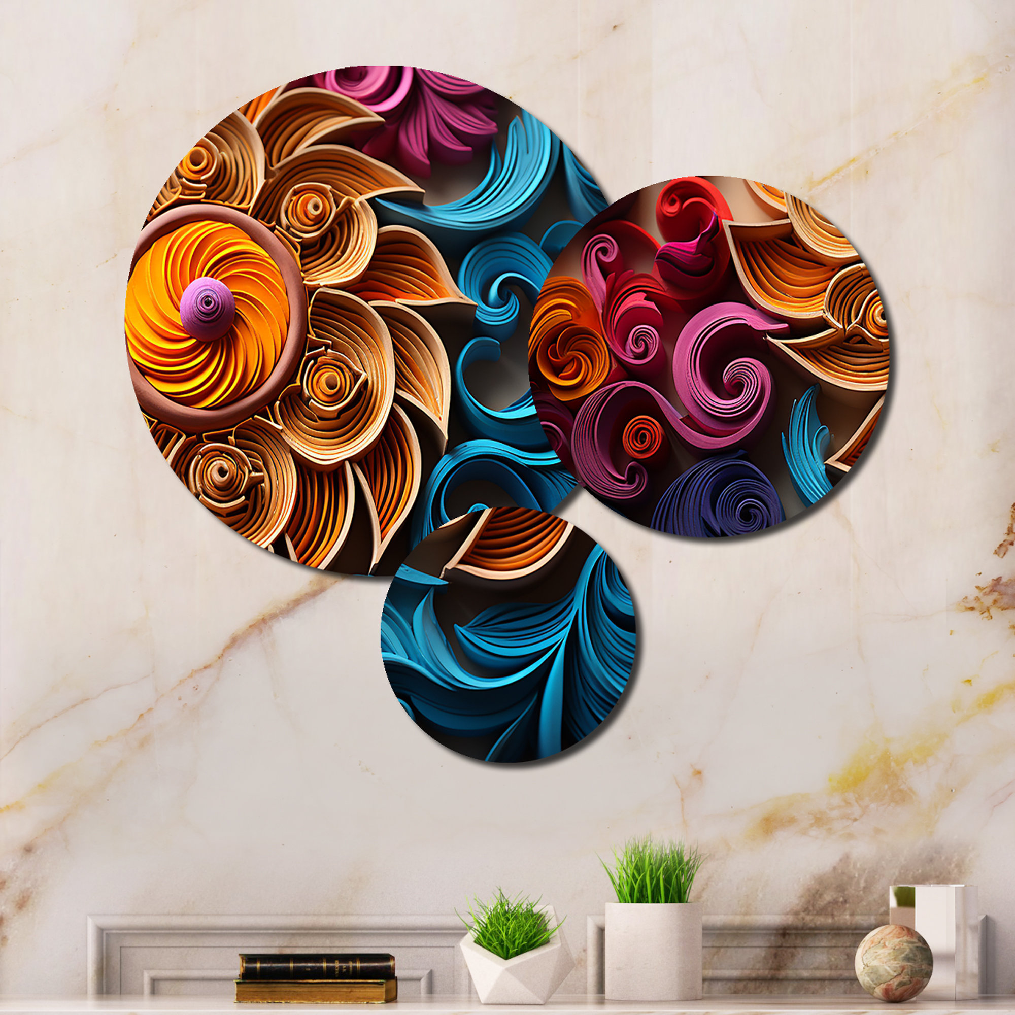 Ivy Bronx Colorful Indian Art Mystic Rangoli II - Indian Metal Wall Art ...