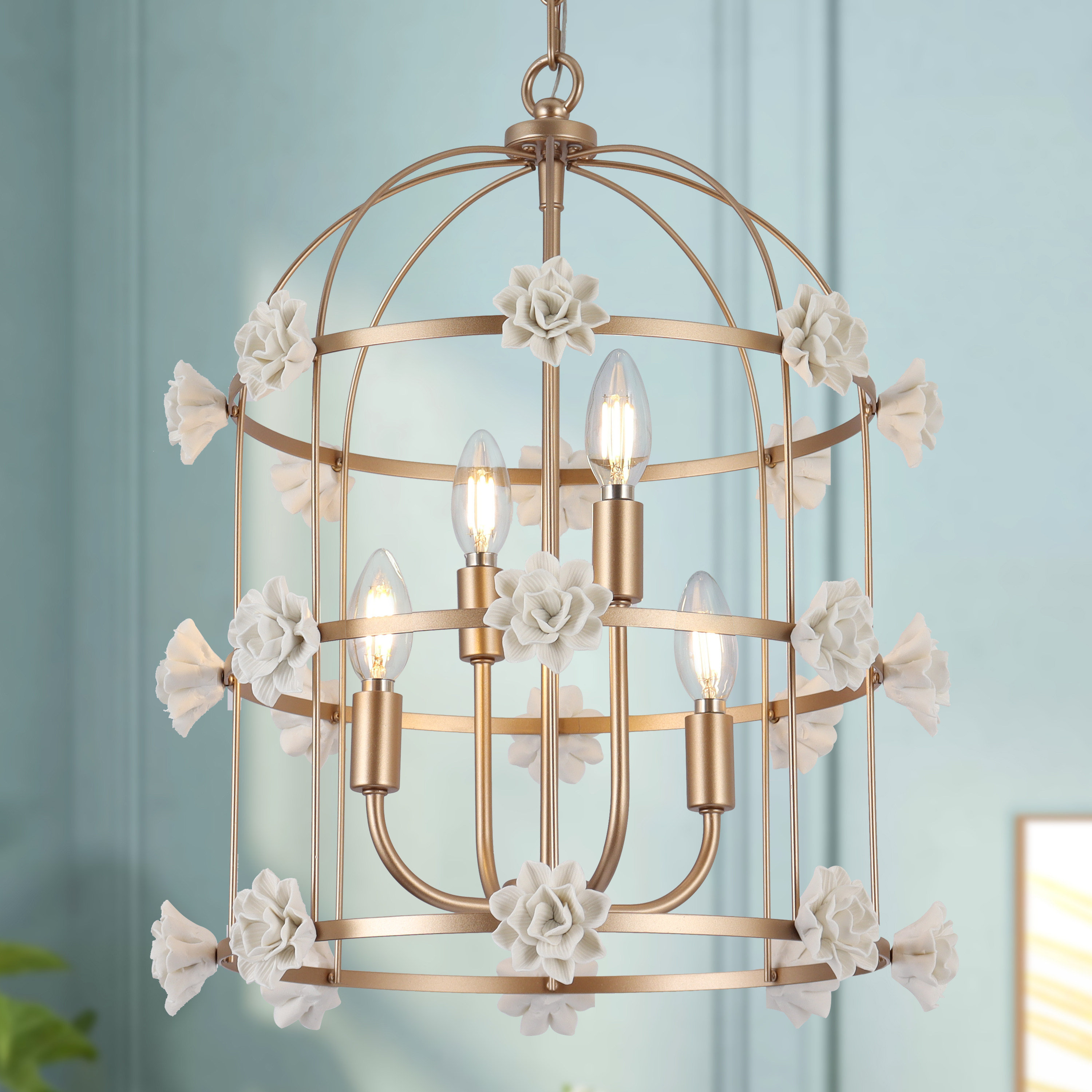 House of Hampton® Corbel 4 - Light Dimmable Geometric Chandelier | Wayfair